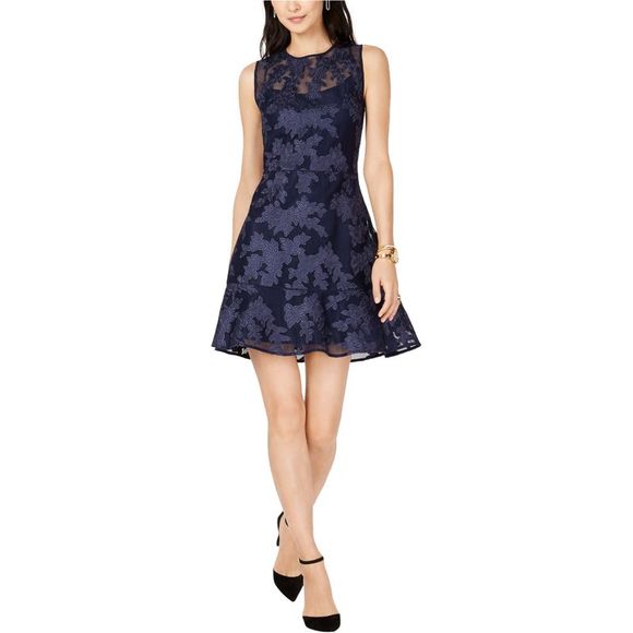 Michael Kors | Dresses | Michael Kors Womens Floral Applique Mesh Mini ...